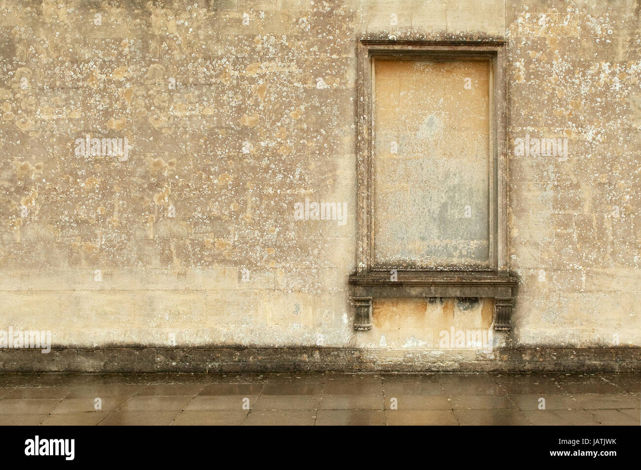 decaying wall and masonry frame architecture with large copy-space to ...