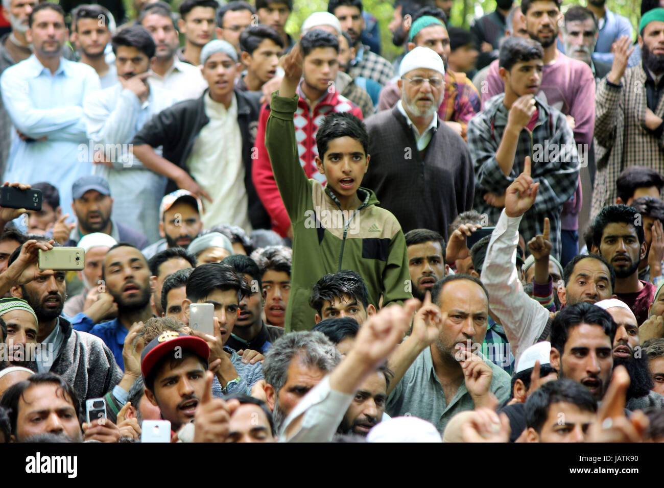 Shopian, India. 07th June, 2017. A young Kashmiri Boy Shouted Anti ...