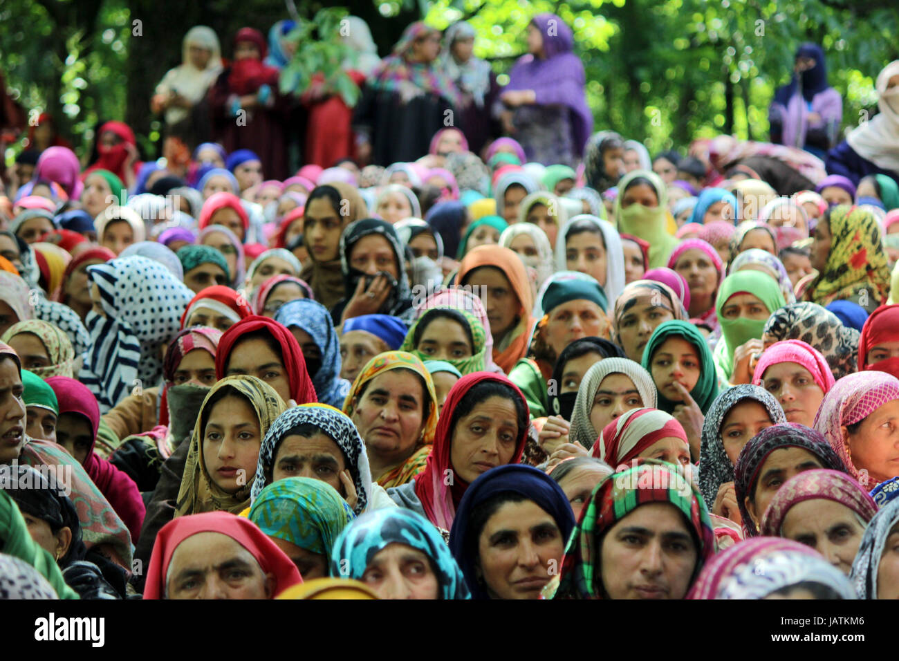 Shopian, India. 07th June, 2017. Kashmiri Muslim women attend the ...