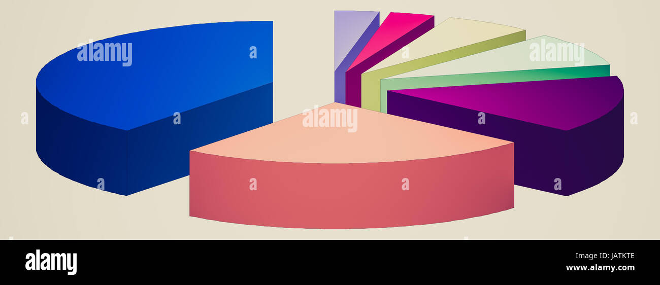 Retro looking Pie chart graph illustration isolated over white Stock ...