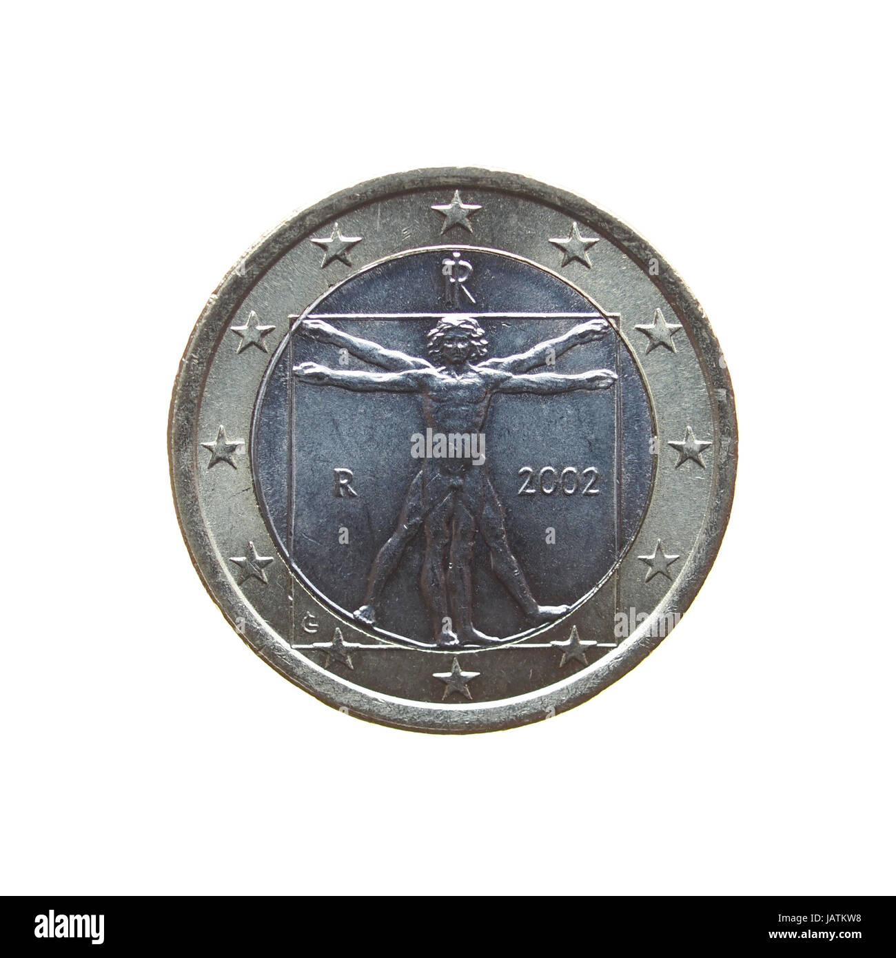 Italian One Euro coin isolated over a white background Stock Photo - Alamy