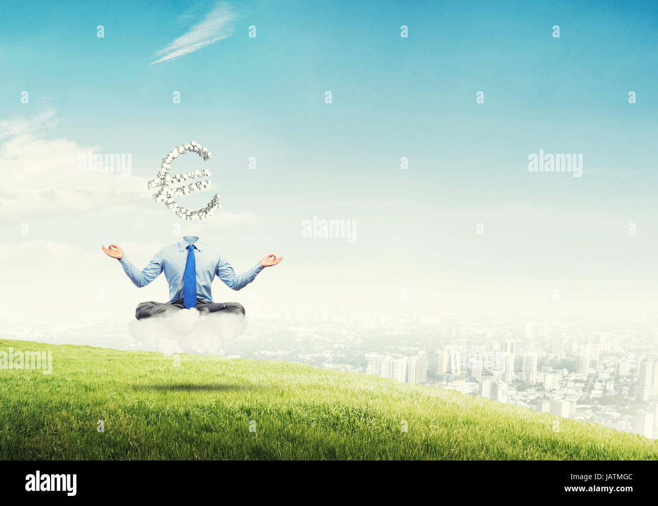 Headless meditating businessman Stock Photo - Alamy