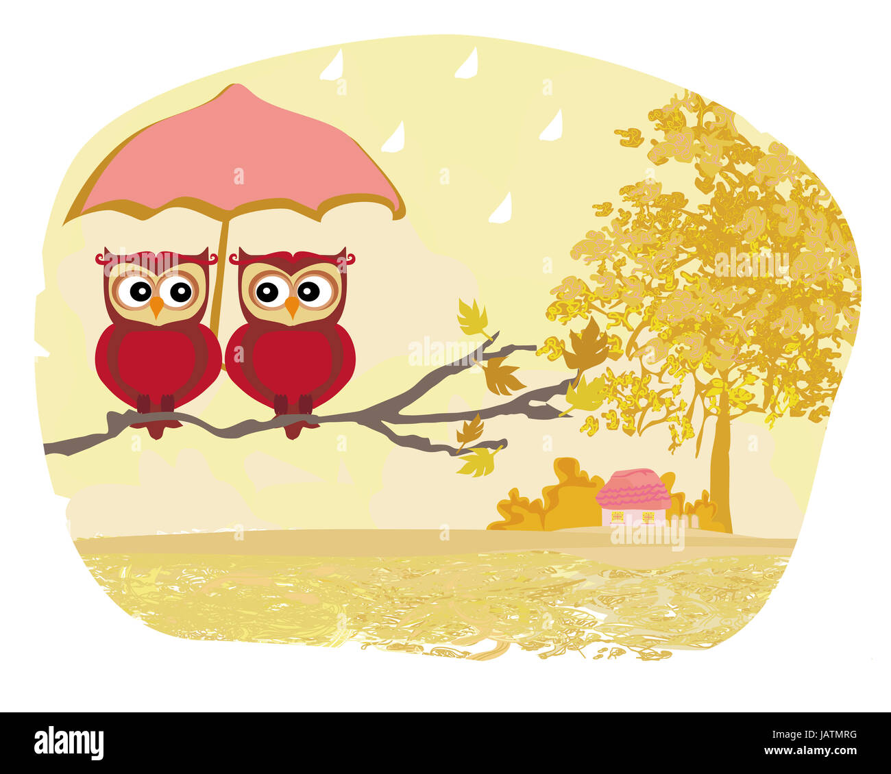 Owls couple under umbrella hi-res stock photography and images - Alamy