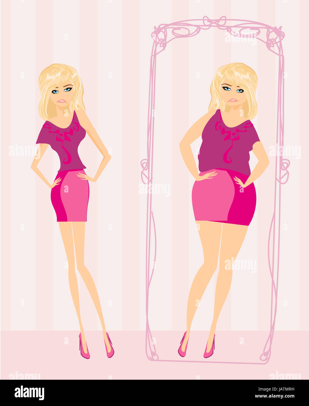 Insecure Person Looking In Mirror