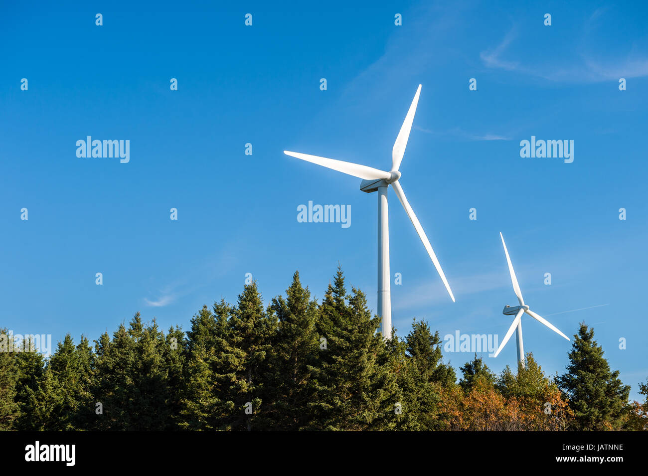Cap Chat - Canada: 1 October 2016: Wind turbine farm over blue sky ...