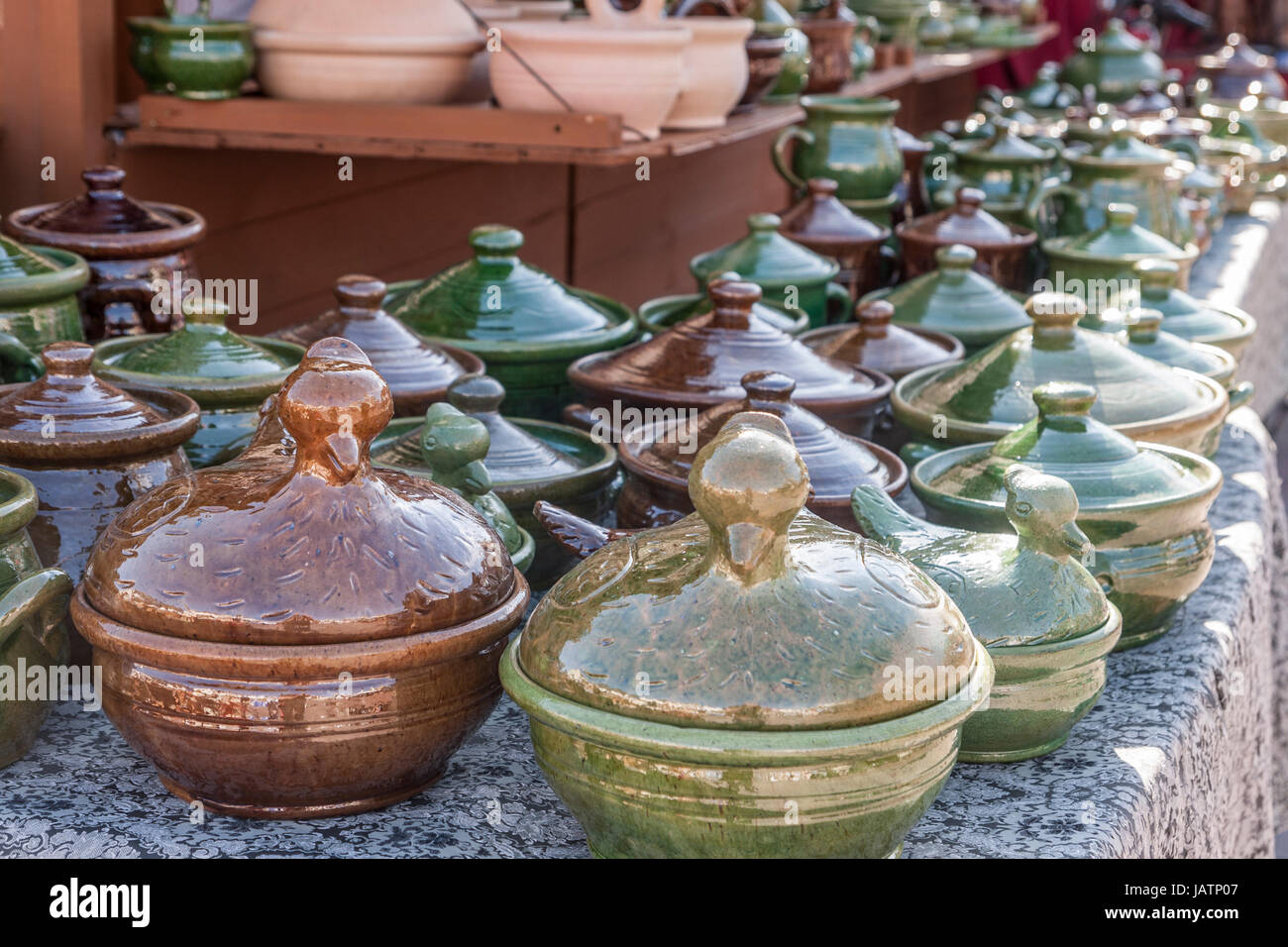 Ceramic handmade pots and bowls. Traditional art Stock Photo - Alamy