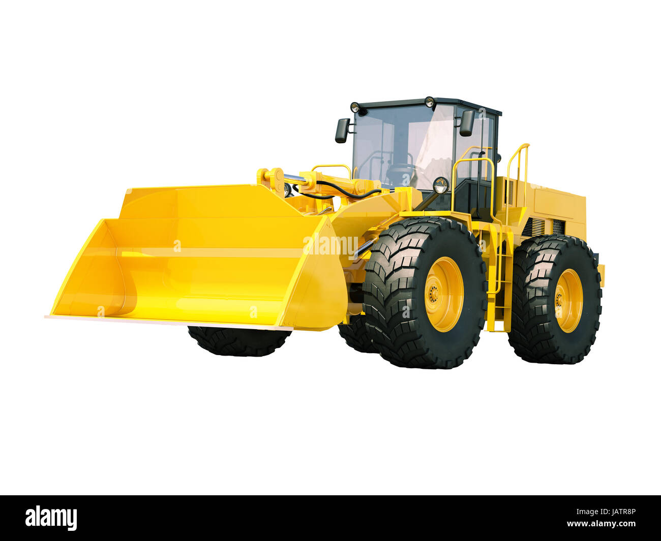 Modern Front Loader Isolated On White Background Without Shadow Stock