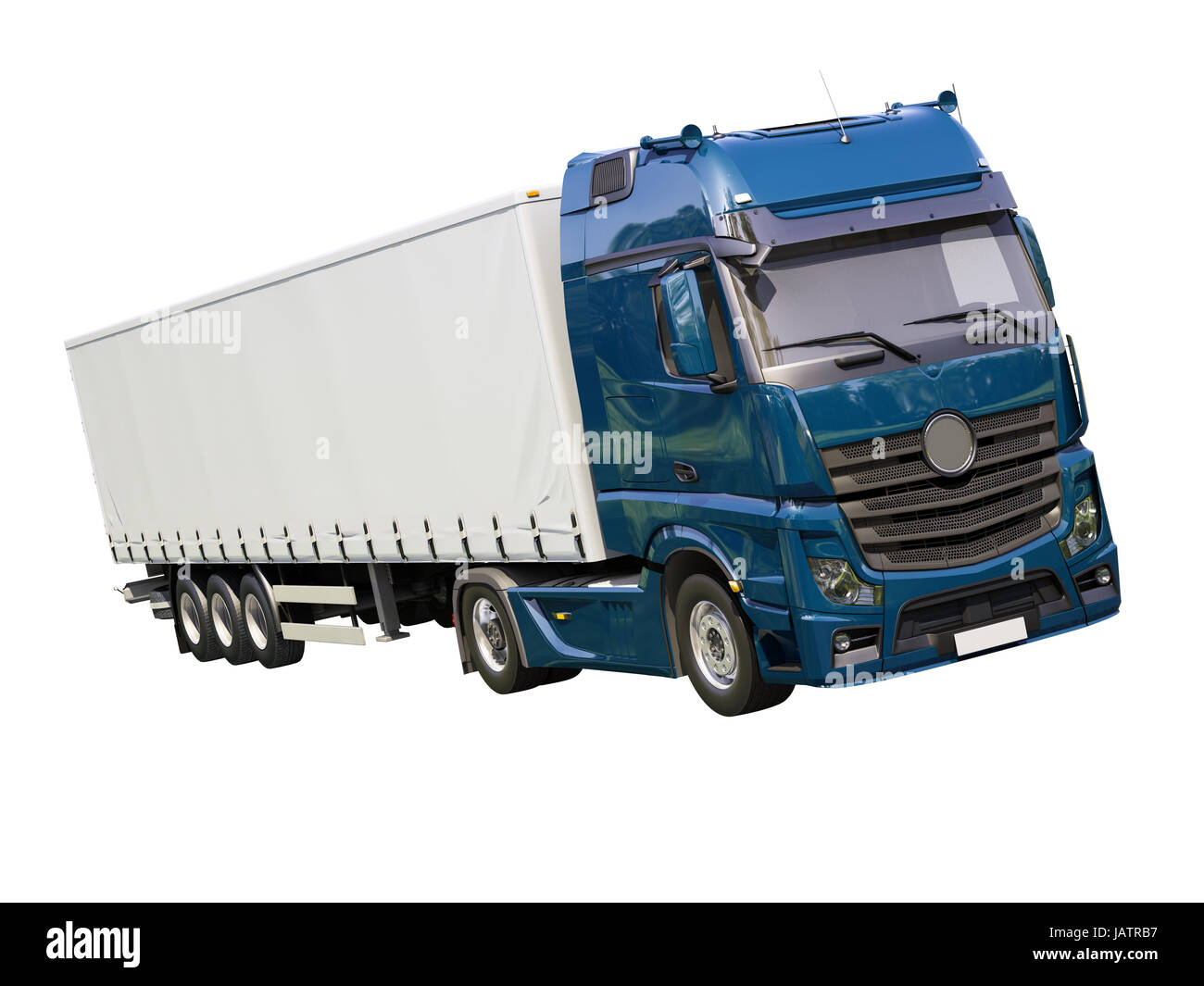 A modern semi-trailer truck isolated on white background Stock Photo ...