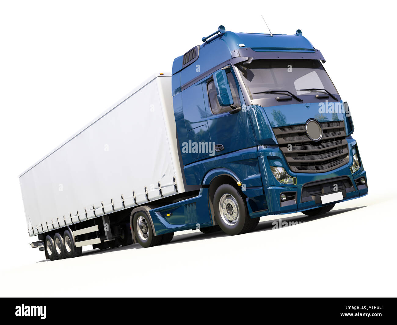 A modern semi-trailer truck on light background Stock Photo - Alamy