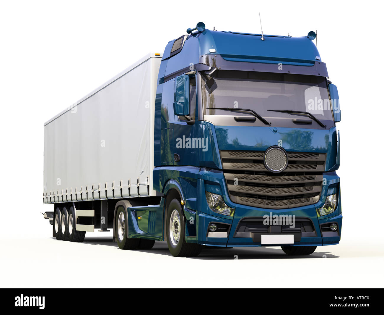 A modern semi-trailer truck on light background Stock Photo - Alamy