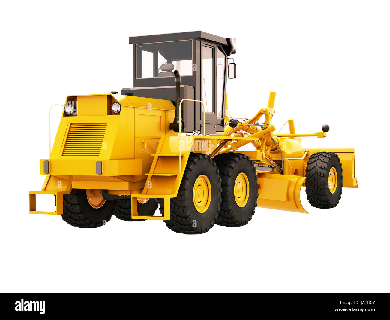 Modern three-axle road grader isolated on a white background Stock ...