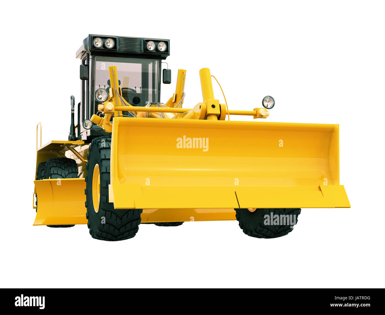 Modern three-axle road grader isolated on a white background Stock ...