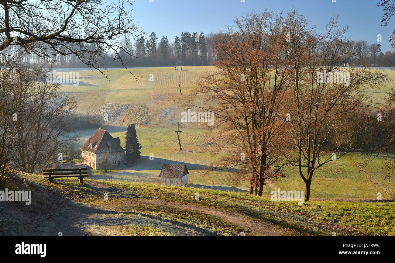 farm in the december sun Stock Photo - Alamy