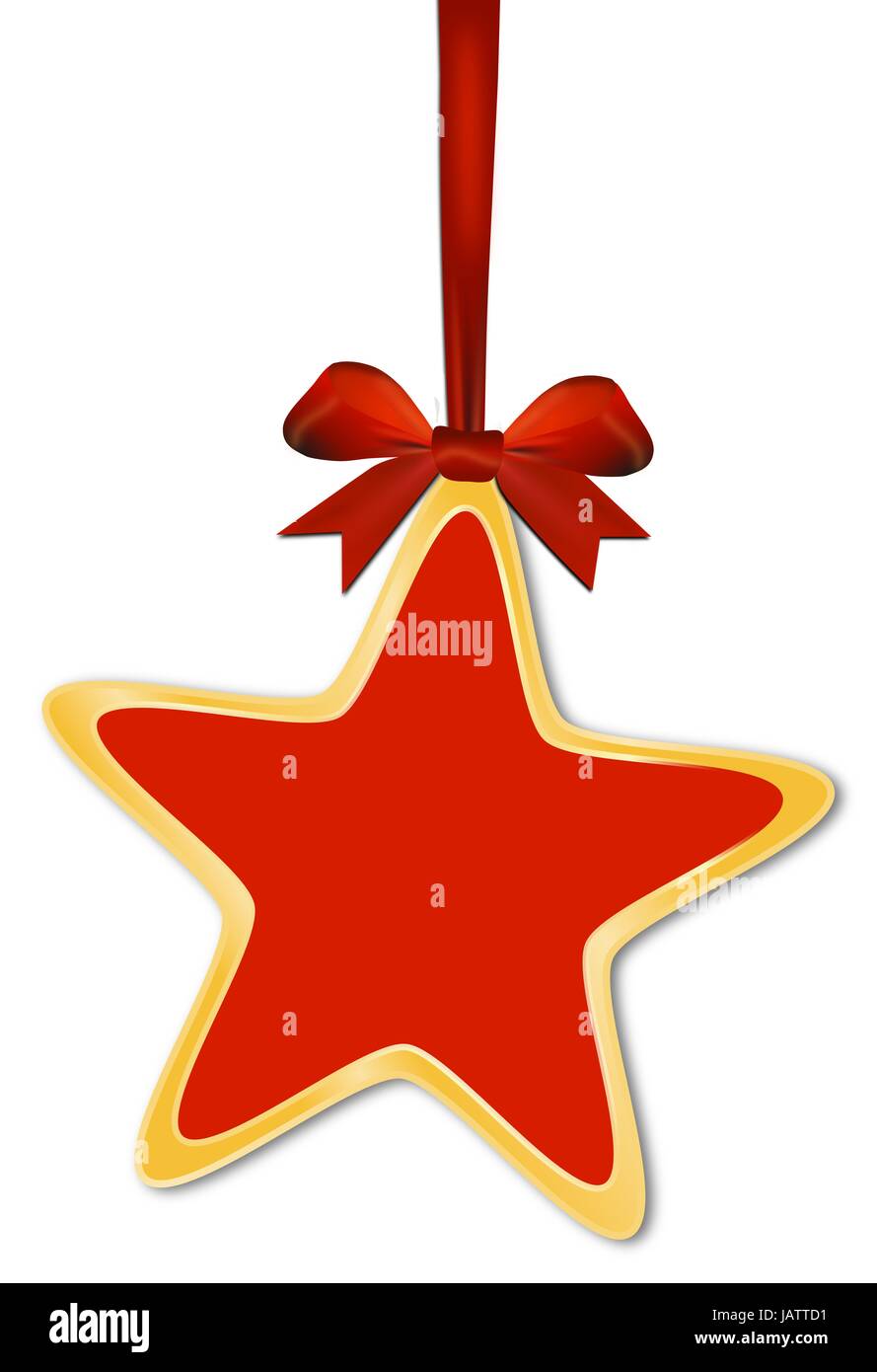 Decorative star with red bow on a white background Stock Photo - Alamy