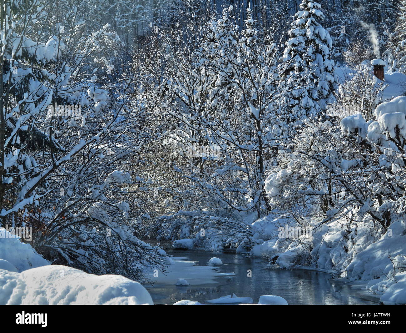 Light long perspective view nature and snow in winter hi-res stock ...