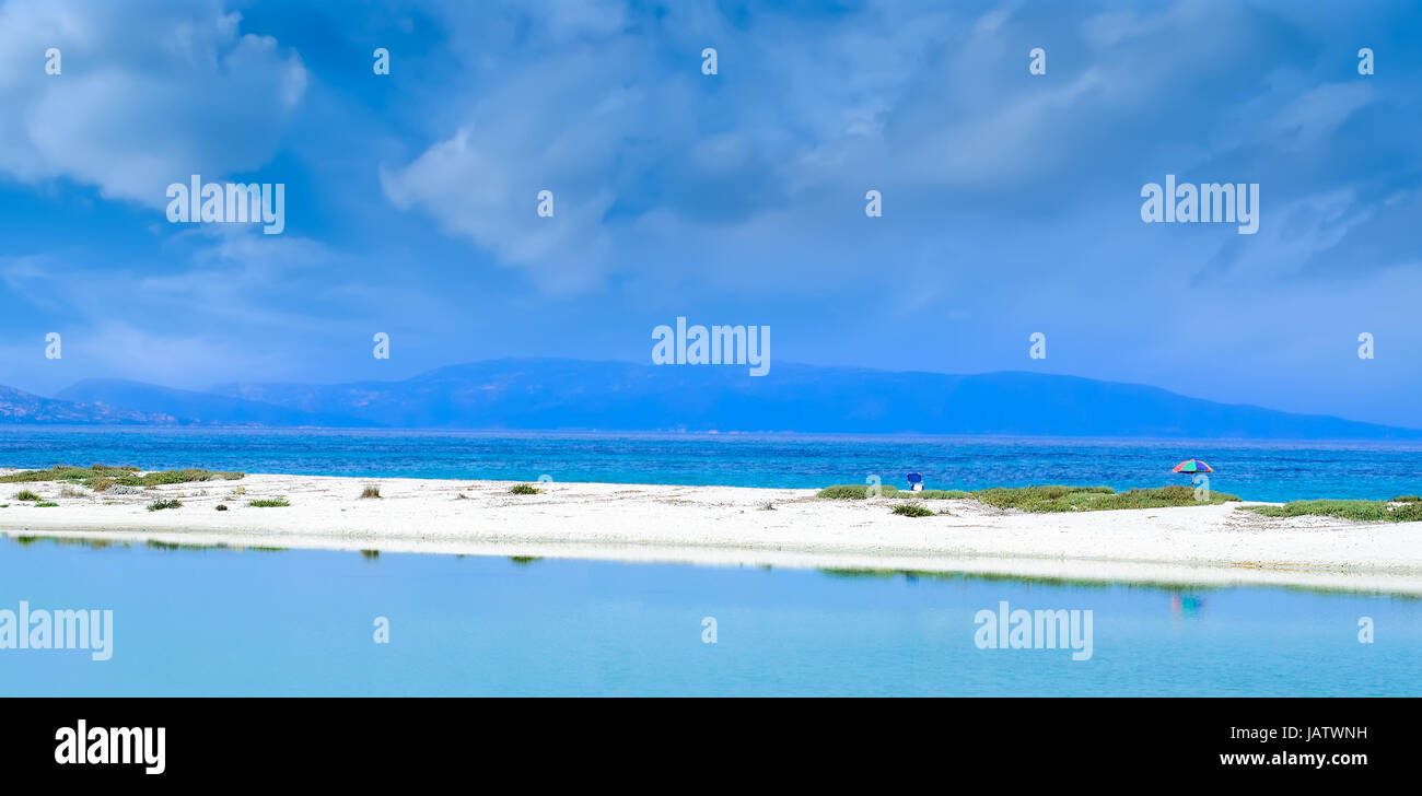 panoramic view of a pond behind the sea in Sardinia Stock Photo - Alamy