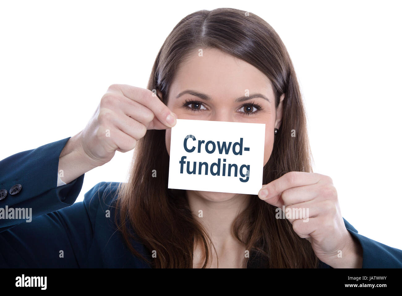 woman with an advertising sign in hand Stock Photo - Alamy