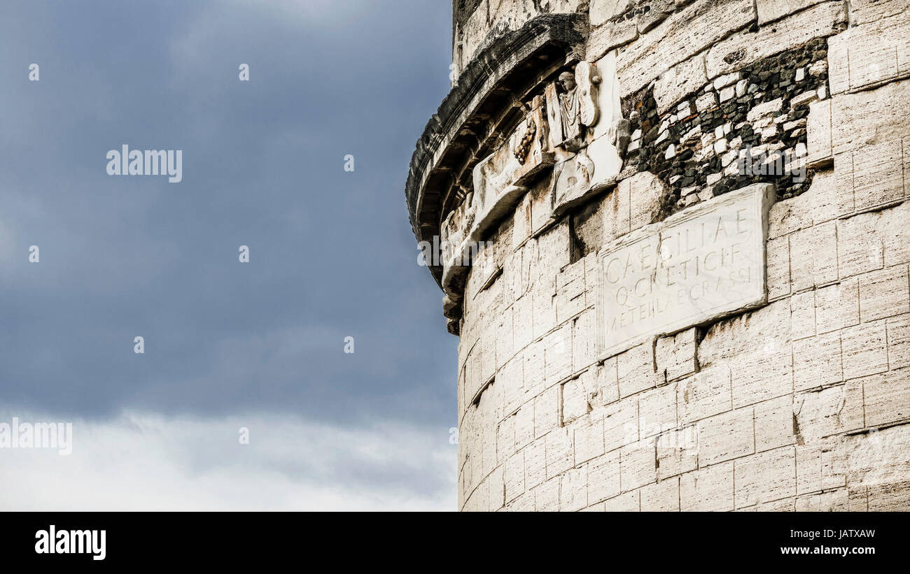 Detail of the ancient roman Tomb of Caecilia Metella along Old Appian ...