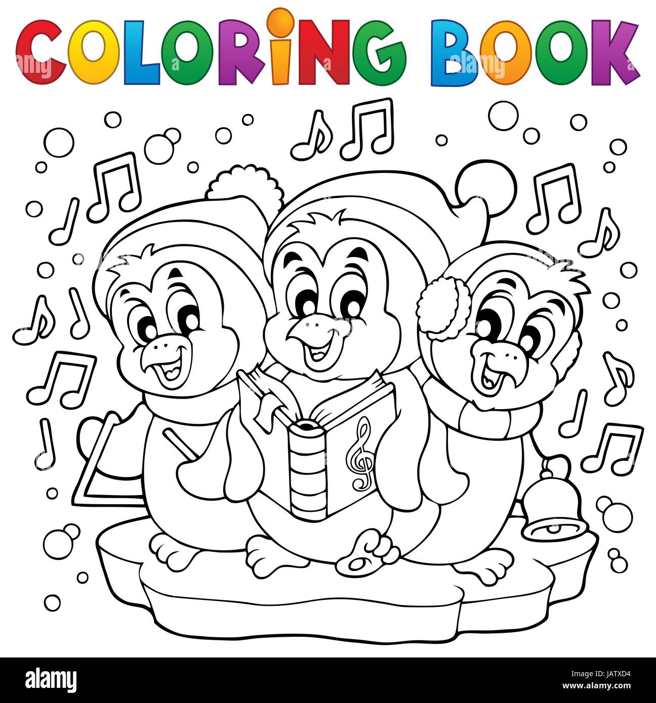 Coloring book cute penguins 4 - picture illustration Stock Photo - Alamy