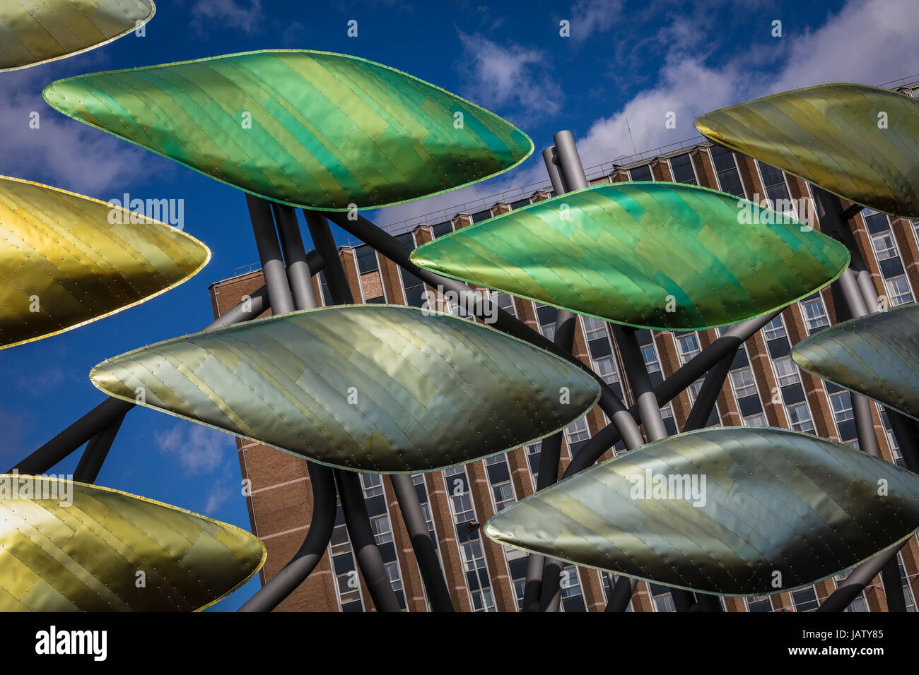 Section of steel shoal sculpture at Stratford in East London Stock ...