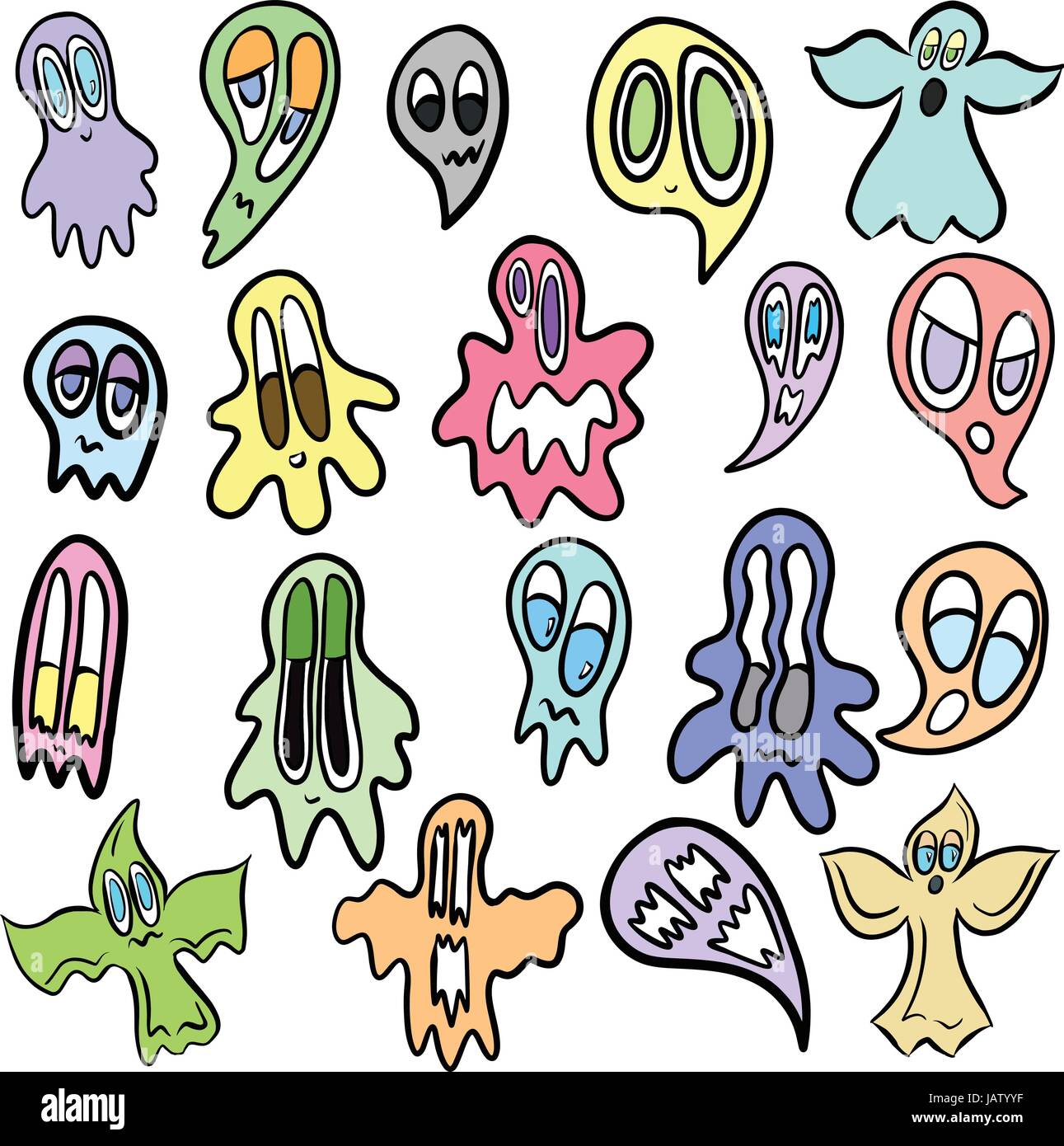 Collection of Cartoon Halloween Ghost Vectors Stock Vector Image & Art ...