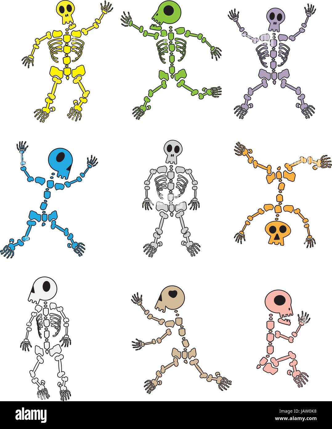 Fun Hand Drawn Cartoon Skeleton Vectors Stock Vector Image & Art - Alamy