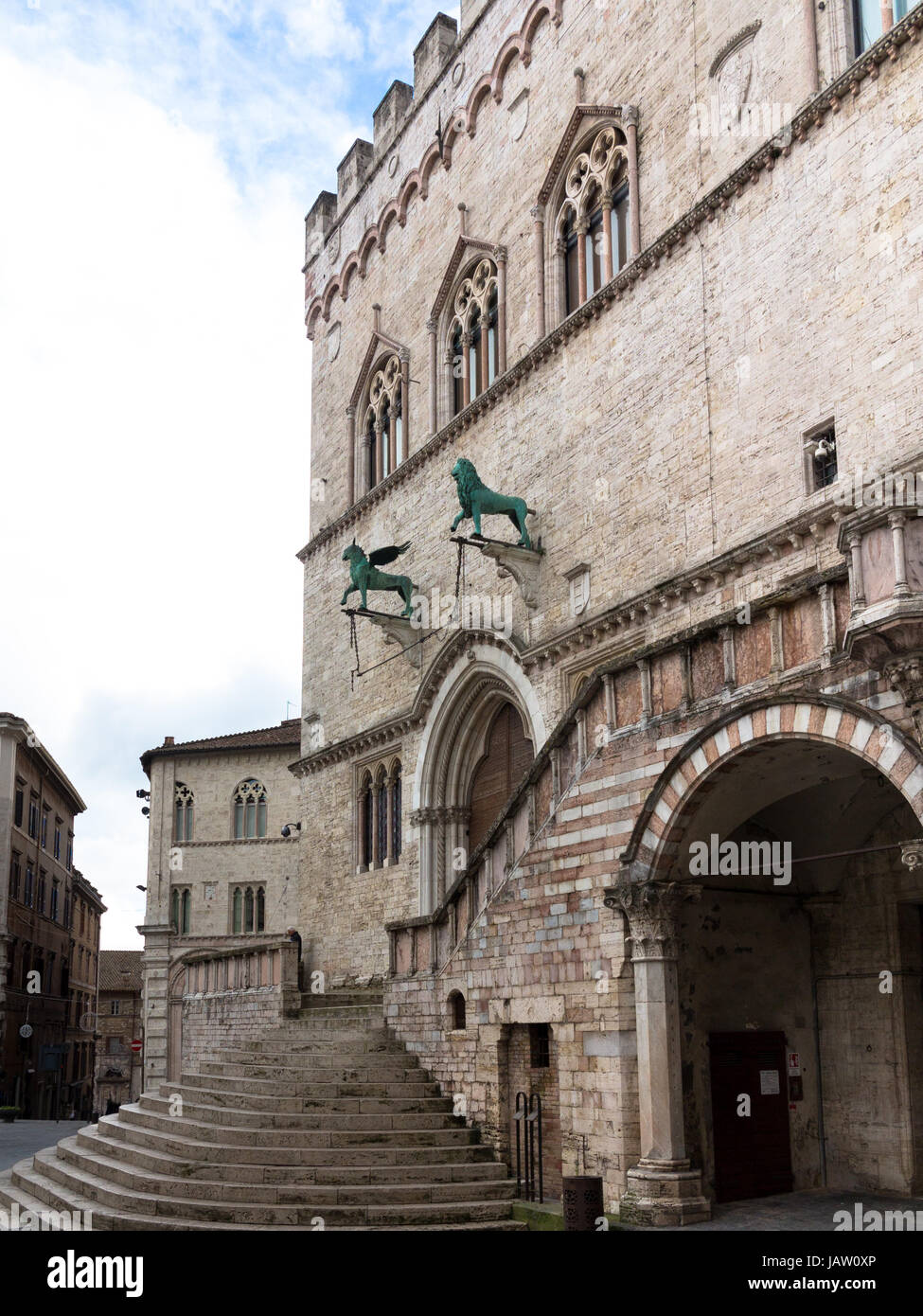 Perugia palace architecture renaissance statue italy hi-res stock ...