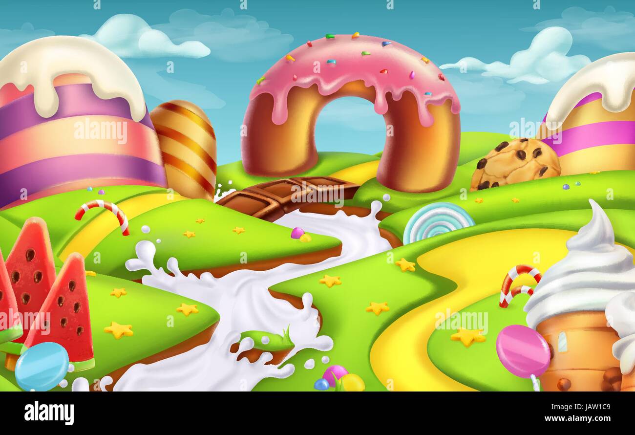 Sweet landscape. 3d vector background Stock Vector Image & Art - Alamy