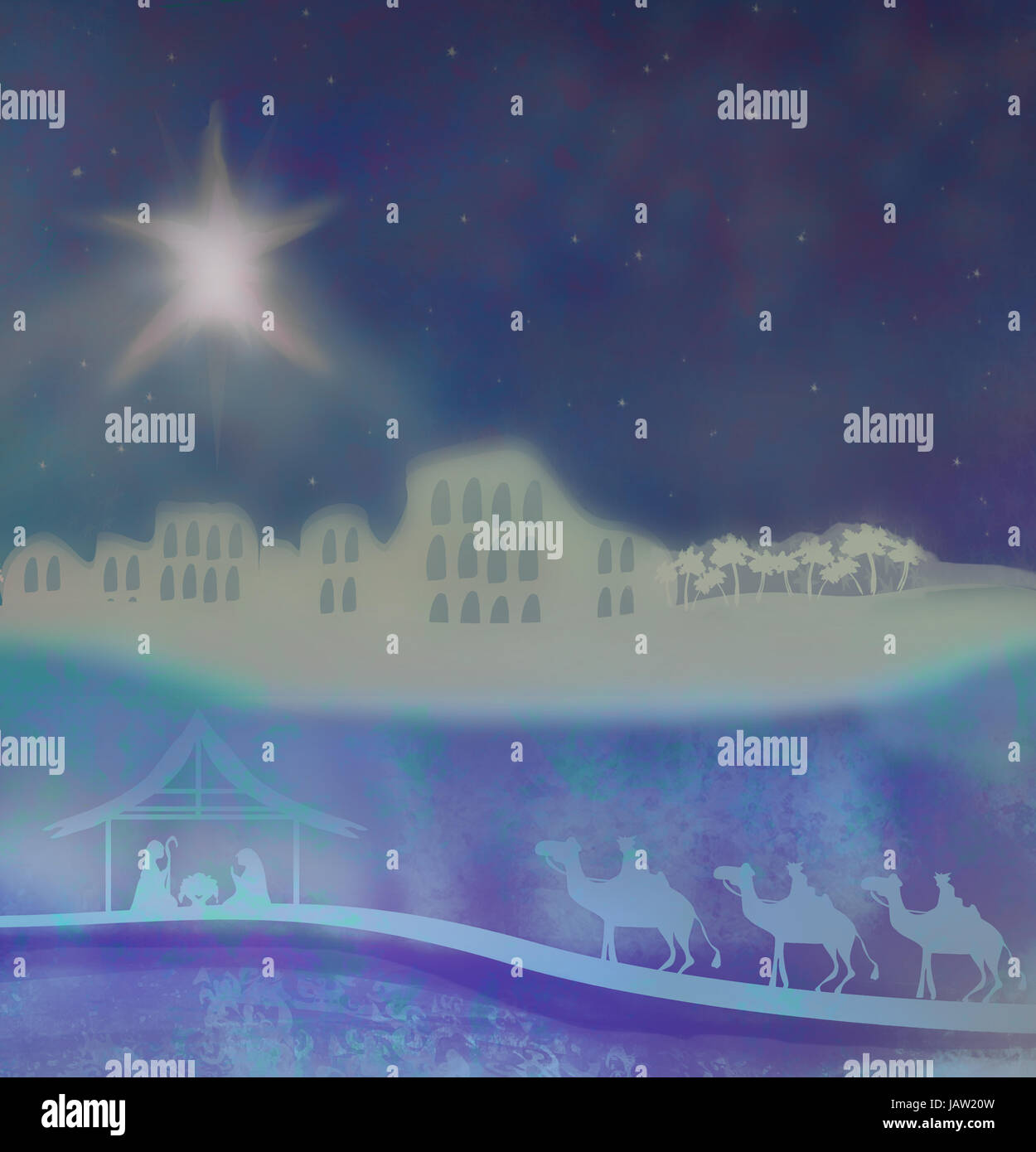 Biblical scene - birth of Jesus in Bethlehem Stock Photo - Alamy