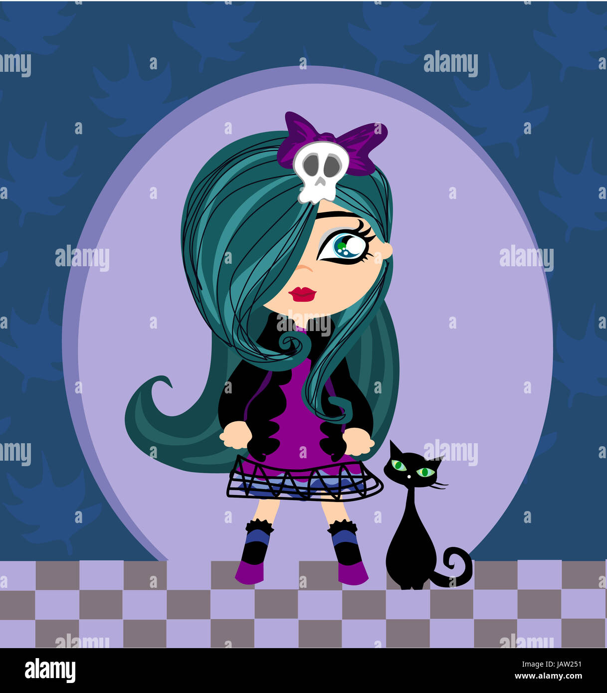 Sad emo girl and her cat Stock Photo - Alamy