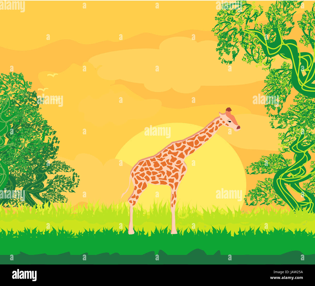 Giraffe in jungle landscape Stock Photo - Alamy
