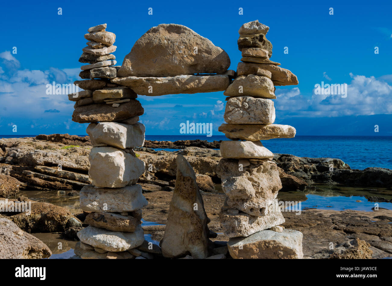 Sculptures modelled using stones and rocks in Crete, Greece Stock Photo ...