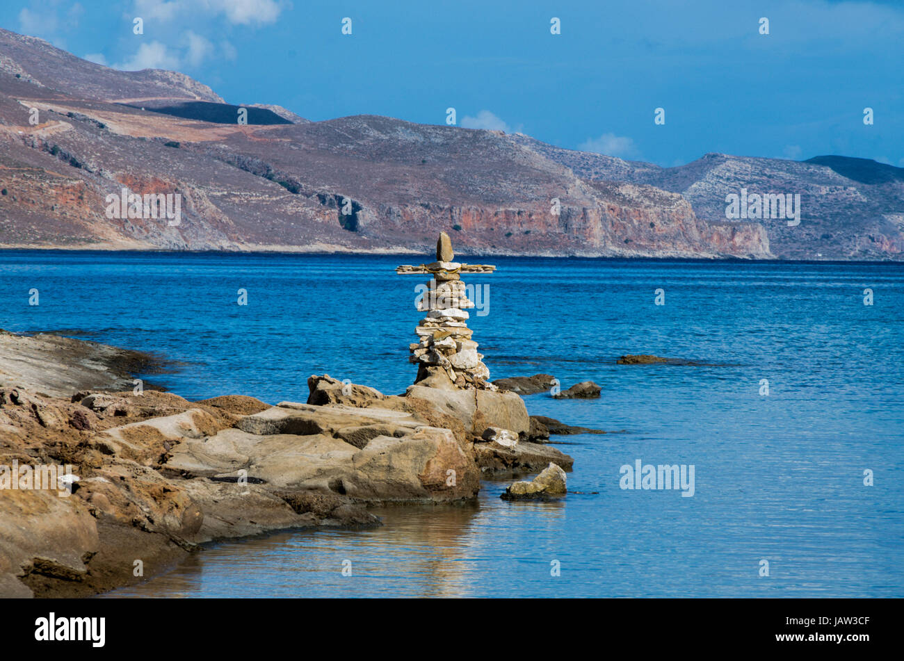 Sculptures modelled using stones and rocks in Crete, Greece Stock Photo ...