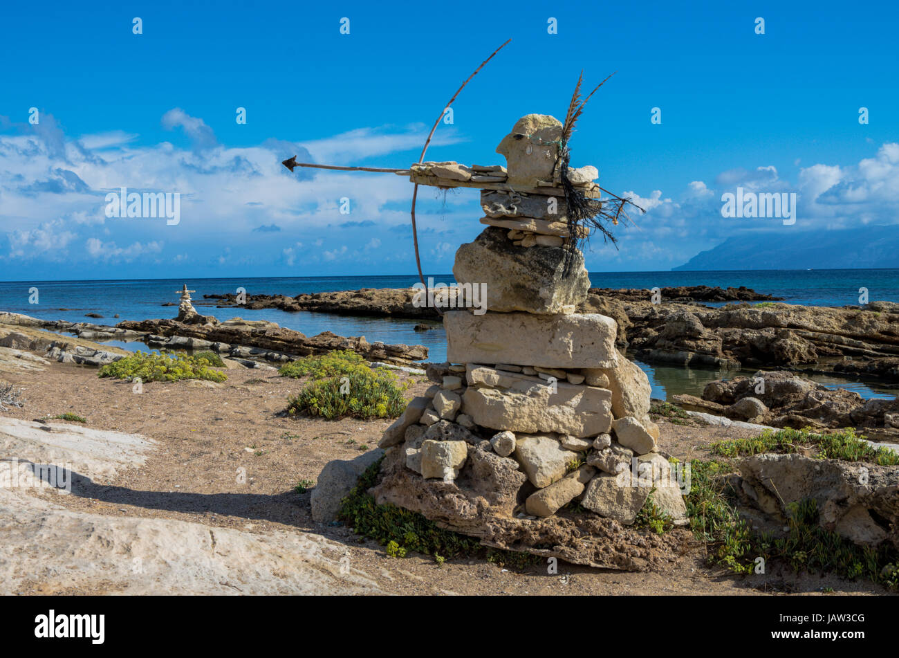 Sculptures modelled using stones and rocks in Crete, Greece Stock Photo ...