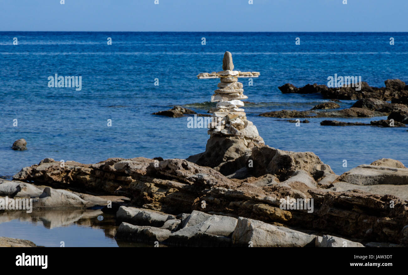 Sculptures modelled using stones and rocks in Crete, Greece Stock Photo ...