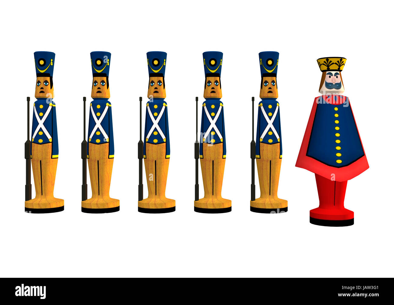3D digital render of children's toy soldiers isolated on white ...