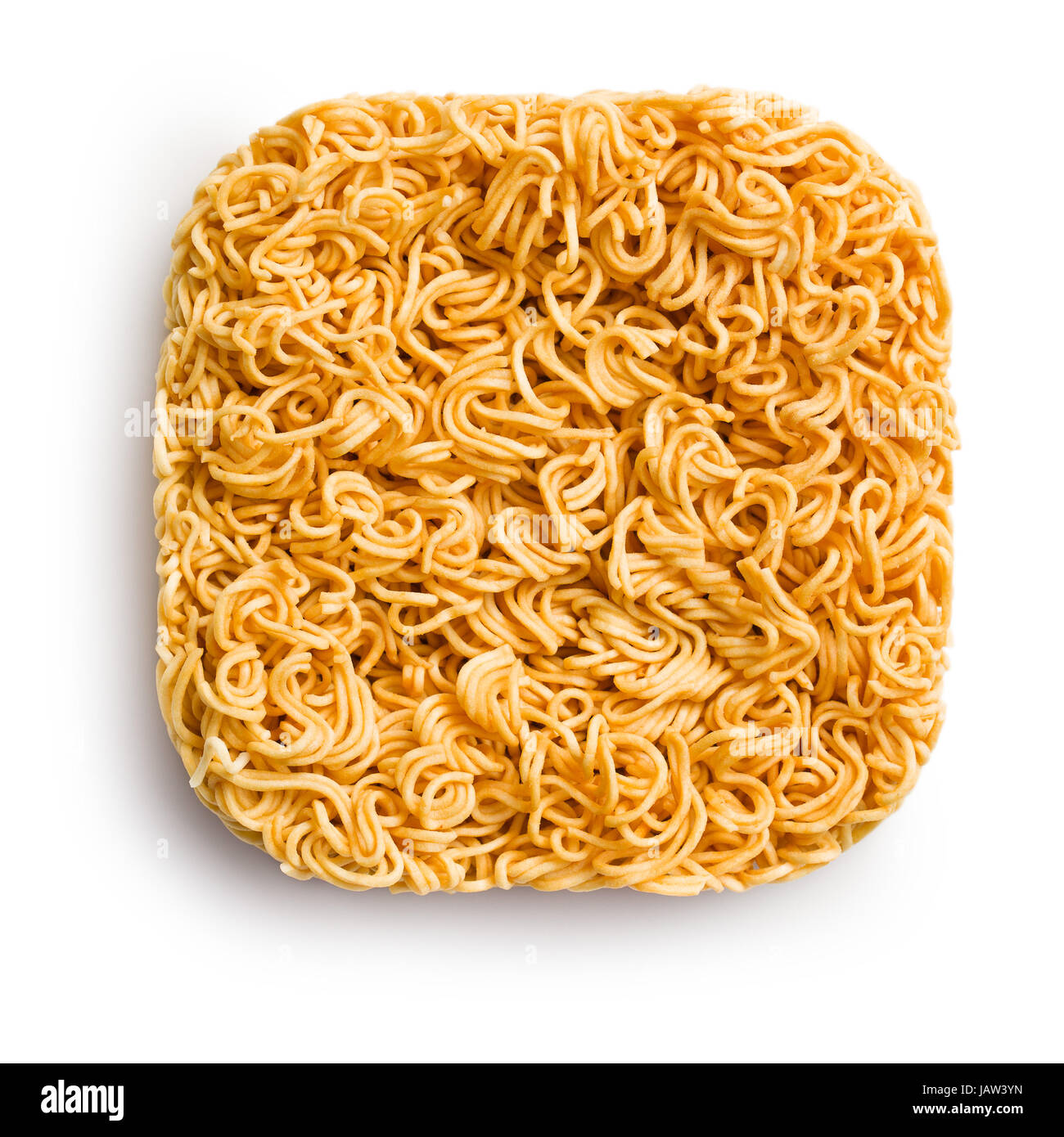 top view of block of dried chinese noodles on white background Stock ...