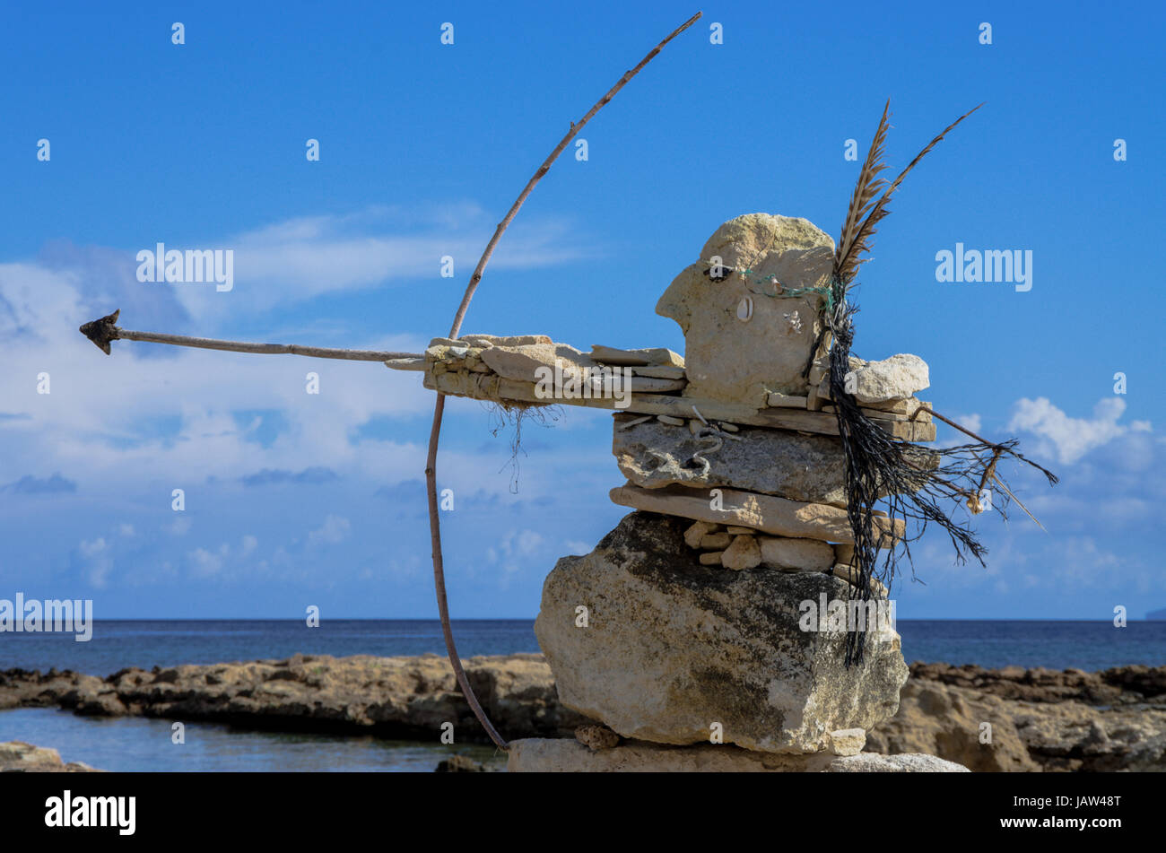 Sculptures modelled using stones and rocks in Crete, Greece Stock Photo ...