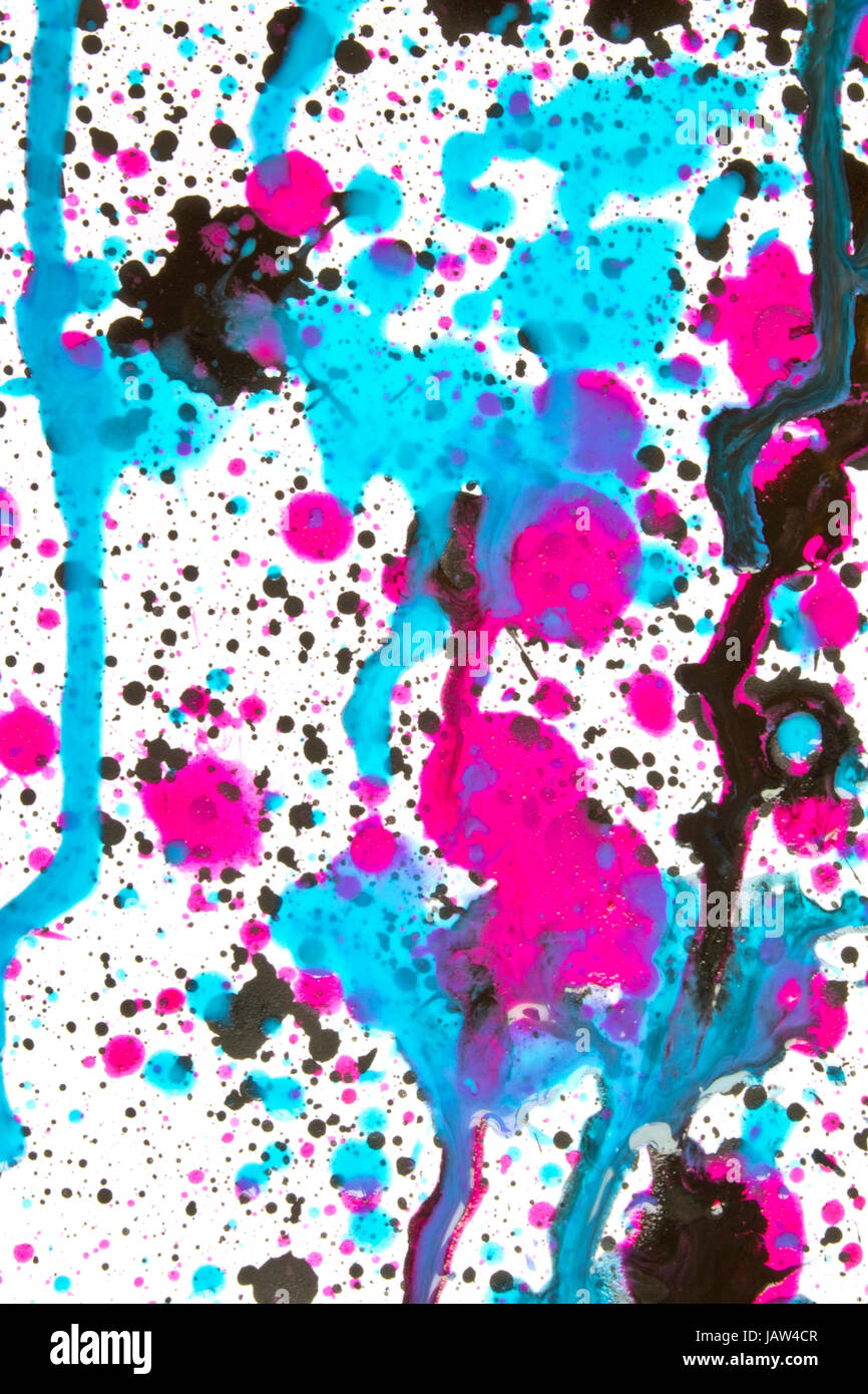 Abstract Neon Pink Blue and Black Paint Splatters Stock Photo - Alamy