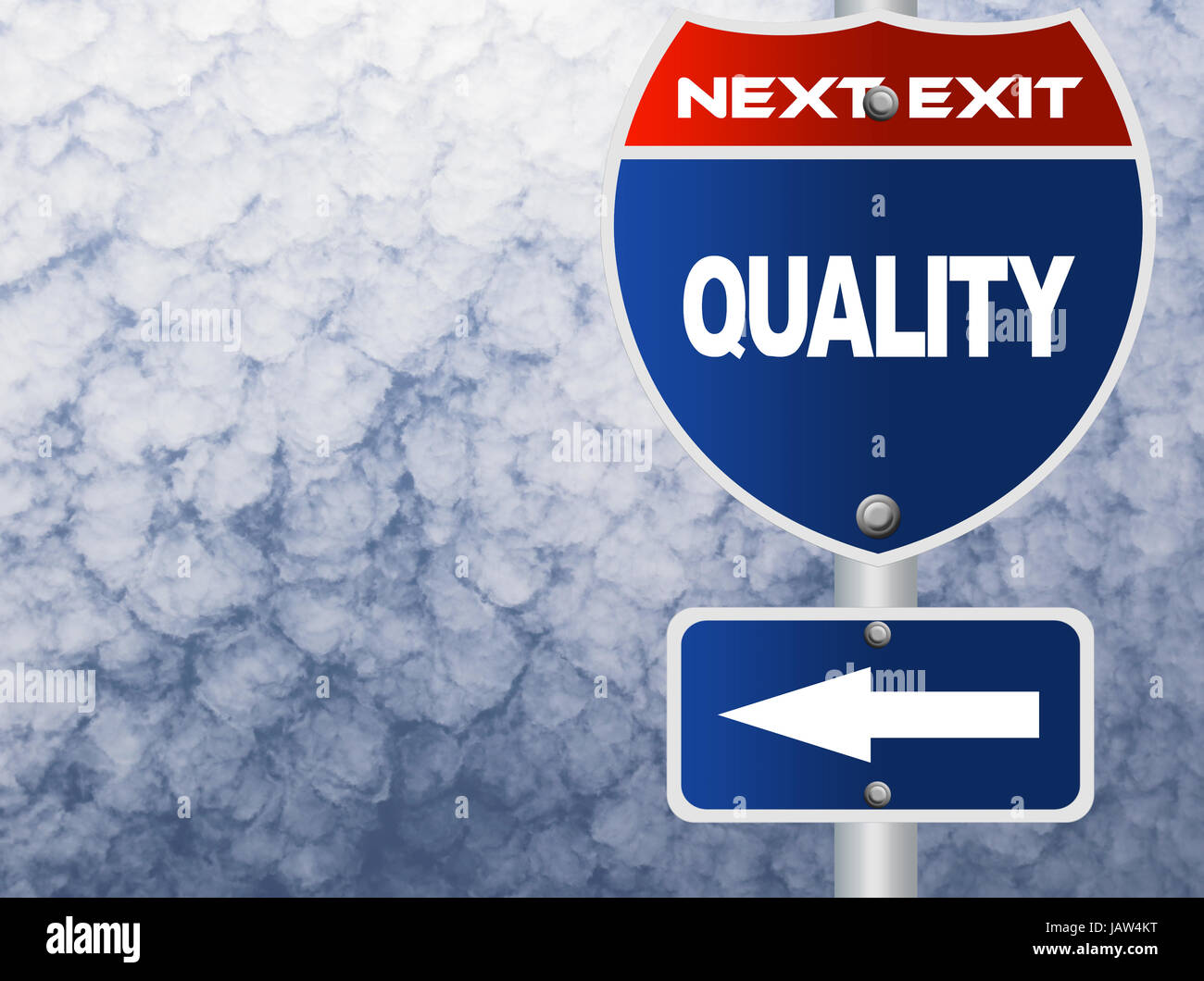 Quality road sign Stock Photo - Alamy