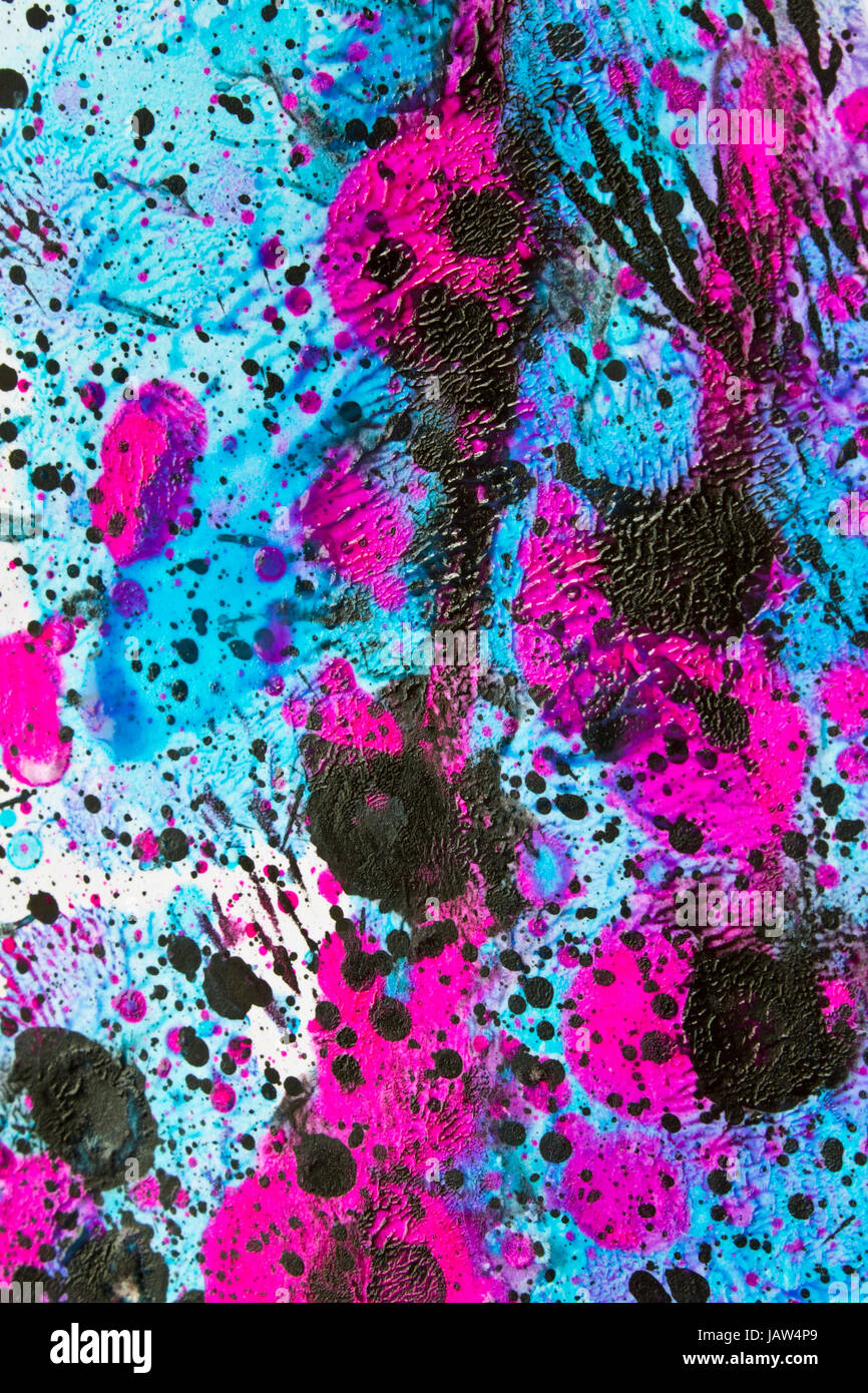 Abstract Neon Pink Blue and Black Paint Splatters Stock Photo - Alamy