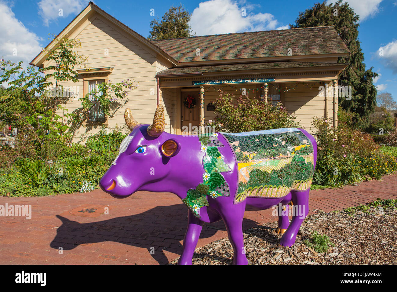 Cow Parade, Cambria Historical Museum, Cambria, California Stock Photo ...