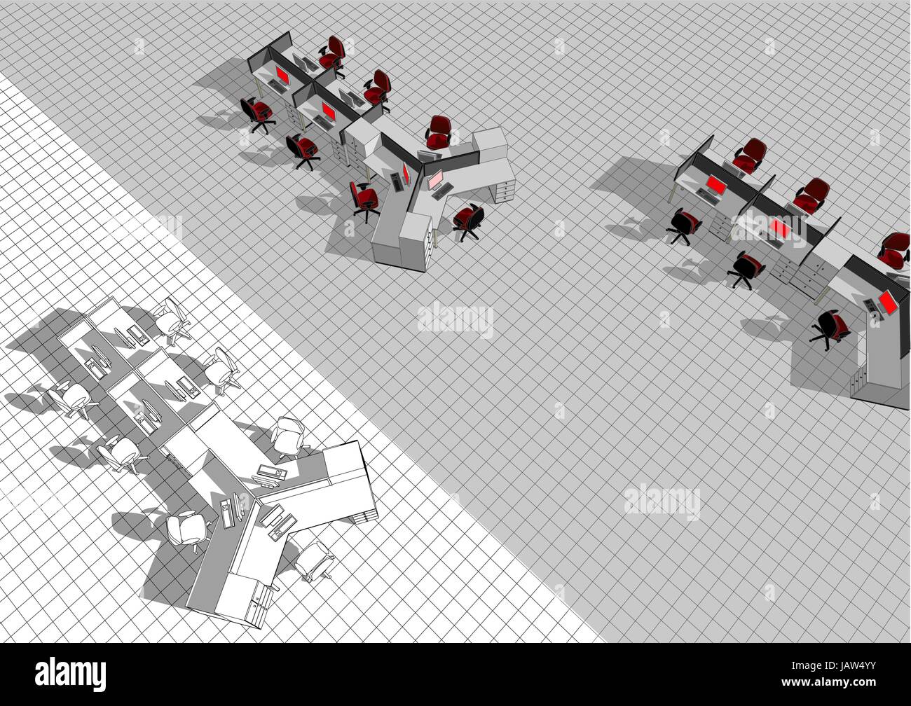 Modern open plan office space interior Stock Vector Images - Alamy