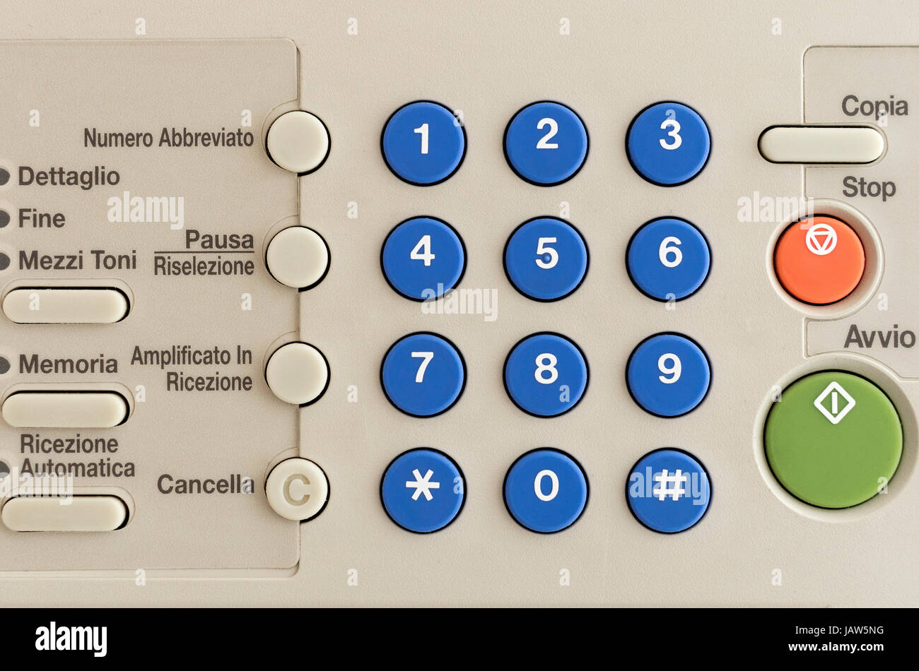 FRONT VIEW OF A FAX NUMBER BUTTONS Stock Photo - Alamy