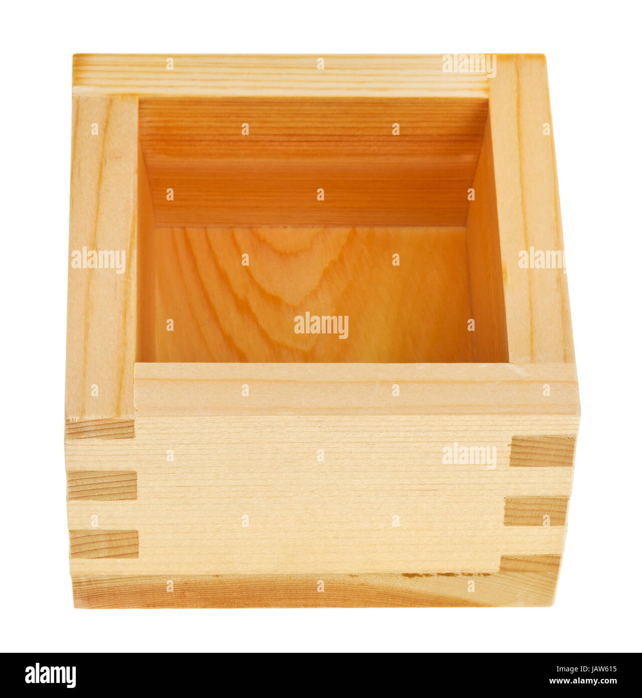 traditional wooden box masu with sake isolated on white background ...