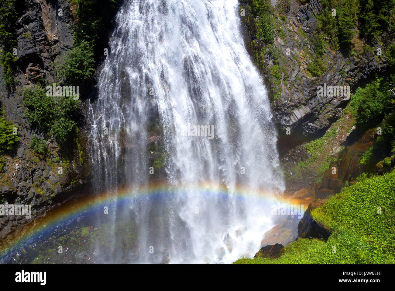 Waterfall with a rainbow Stock Photo - Alamy