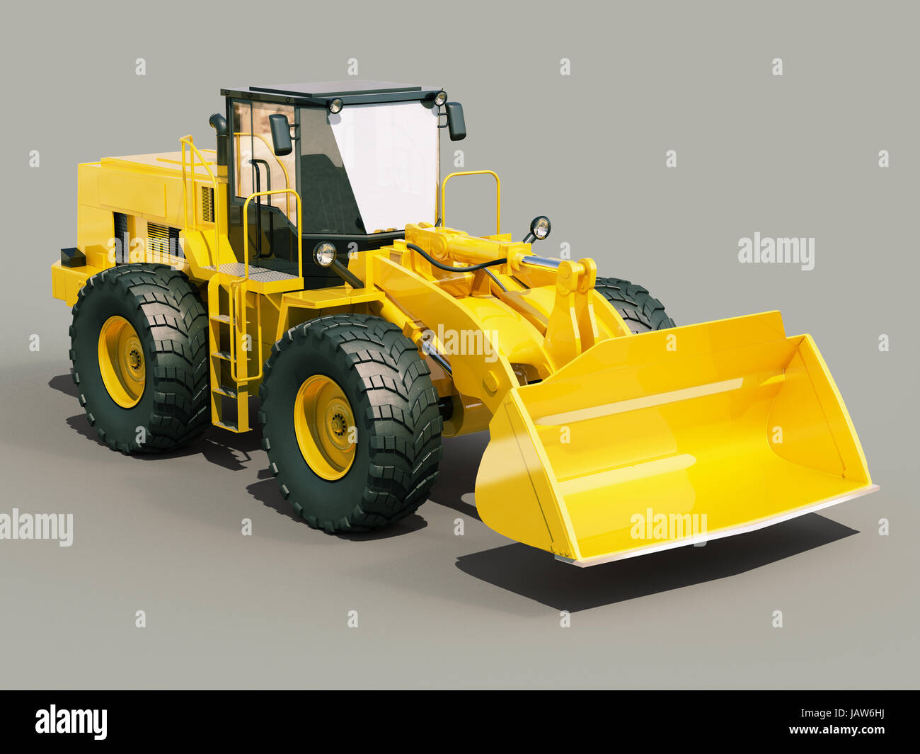 Modern front loader on gray background with shadow Stock Photo - Alamy
