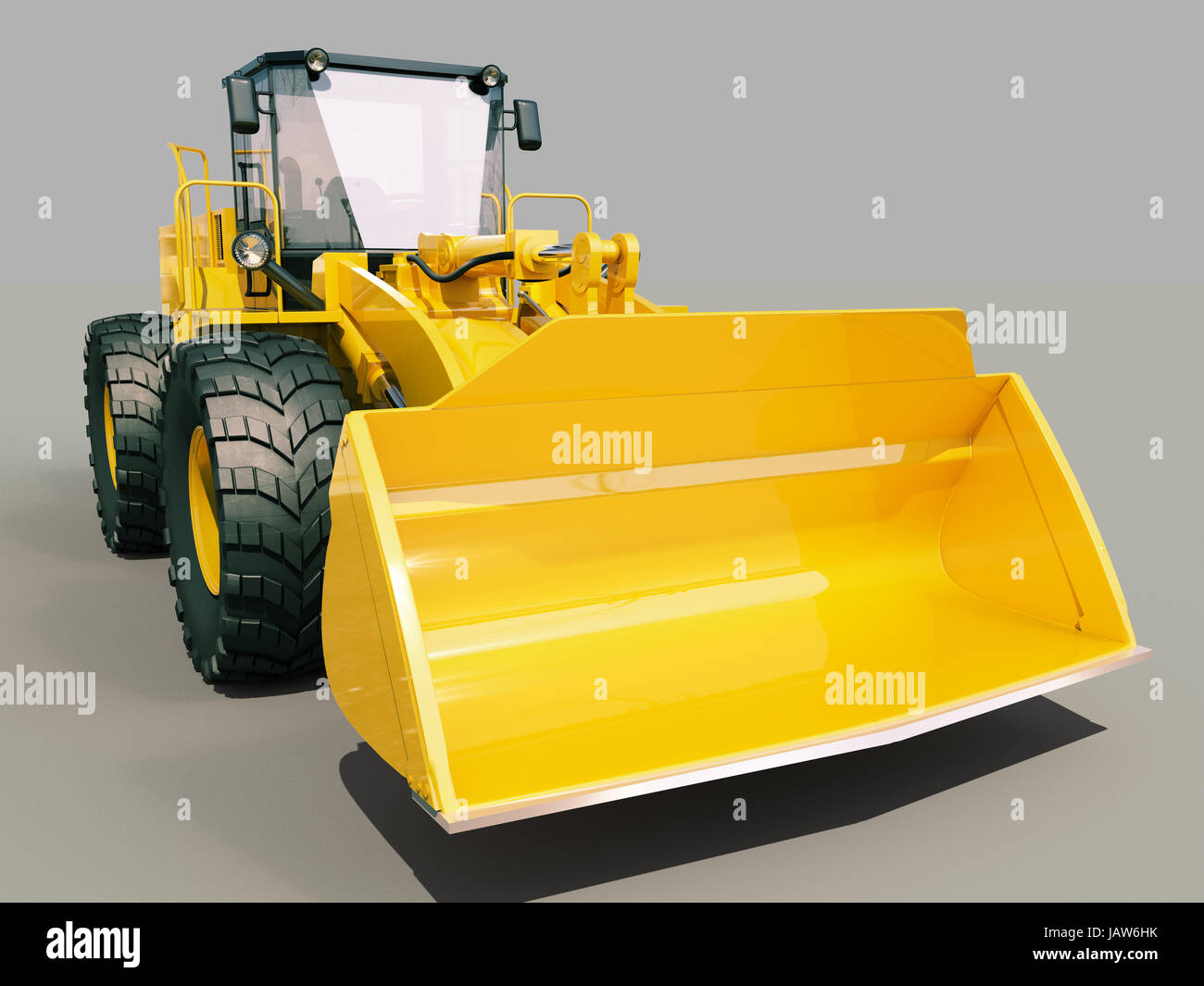 Modern front loader on gray background with shadow Stock Photo - Alamy