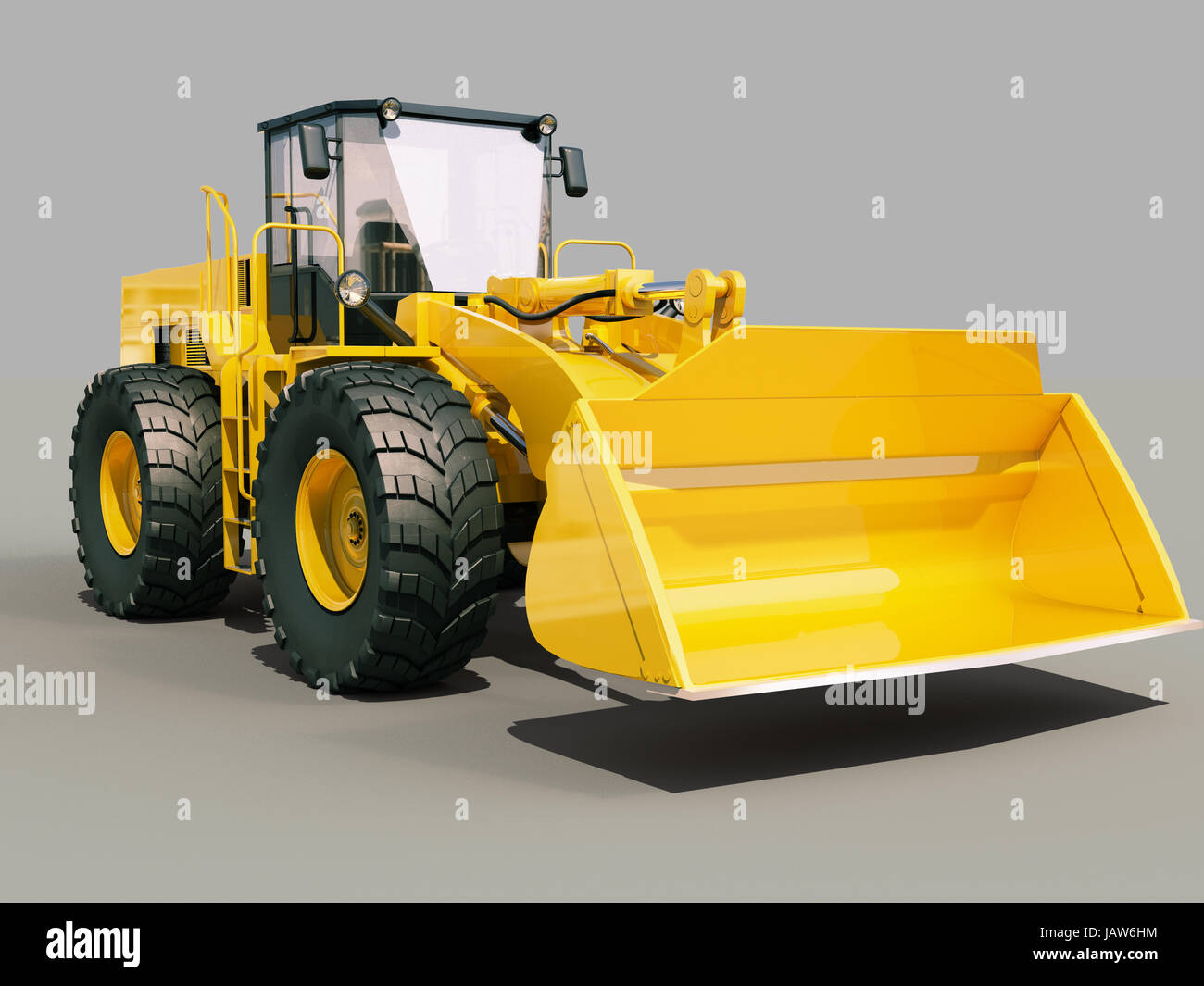 Modern front loader on gray background with shadow Stock Photo - Alamy