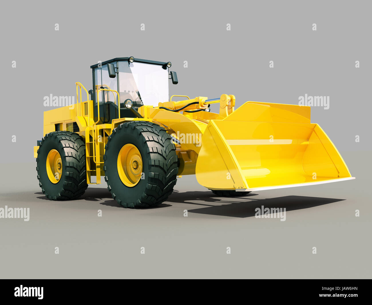 Modern front loader on gray background with shadow Stock Photo - Alamy